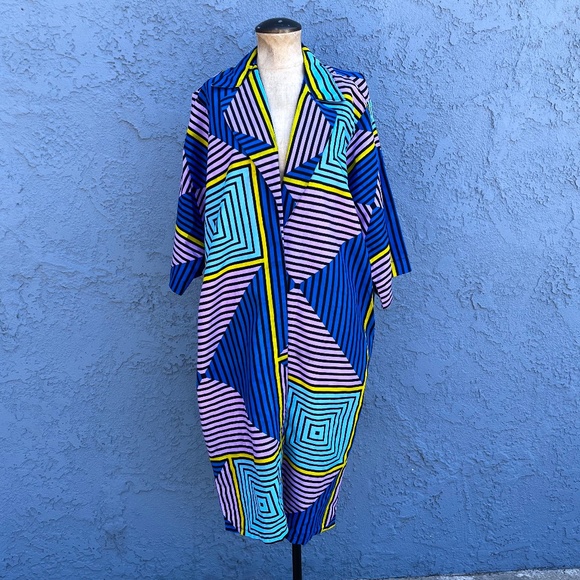 Tops | Geometric Duster Blouse Art To Wear Tunic In 1x Lagenlook | Poshmark